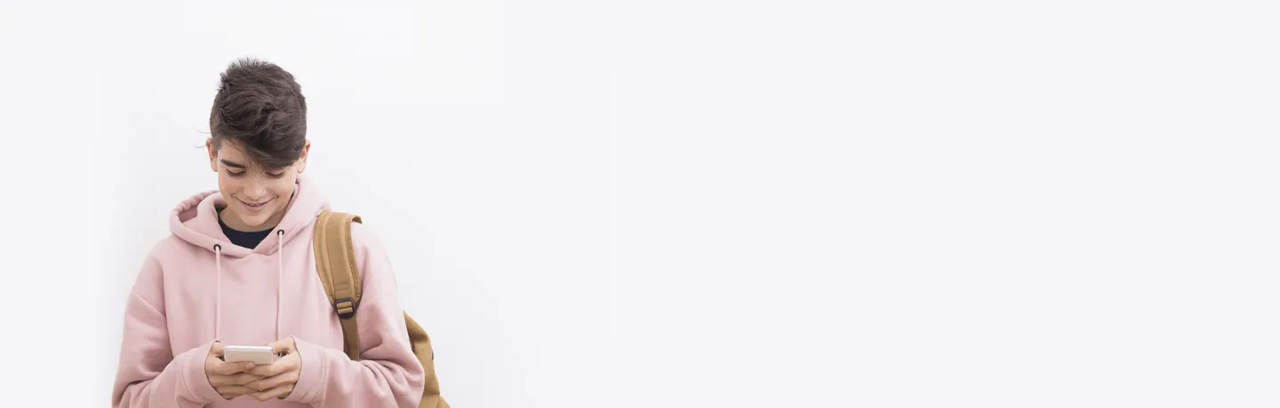 A young person using Kooth on their phone